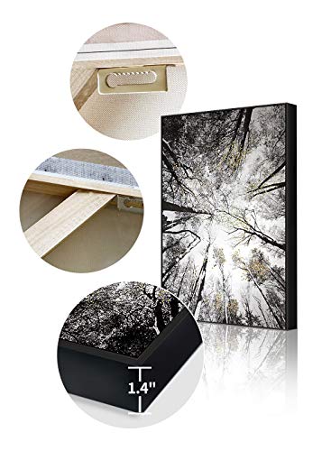 lamplig Forest Wall Art Large Grey Tree Pictures Black and White Gray Canvas Prints Hand Painted Oil Paintings Gold Leaf Framed Nature Artwork Vertical Home Decor for Living Room Bedroom 32"x48"