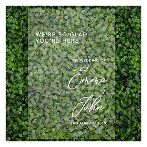 Andaz Press Custom Large Wedding Acrylic Sign, 16 x 24 Inches, So Glad You're Here, Personalized Sign, Welcome Sign for Modern Wedding Theme