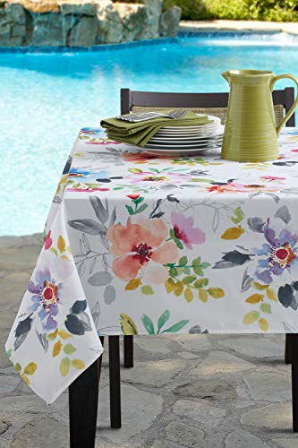 Benson Mills Indoor Outdoor Spillproof Fabric Tablecloth for Spring/Summer/Party/Picnic (Harper, 52" X 70" Rectangular)