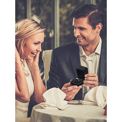 Hicarer 4 PiecesĀ VelvetĀ Ring Earring Box Jewelry Gift Case Boxes for Wedding Engagement Birthday and Anniversary (Black)
