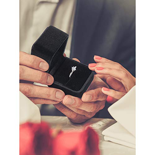 Hicarer 4 PiecesĀ VelvetĀ Ring Earring Box Jewelry Gift Case Boxes for Wedding Engagement Birthday and Anniversary (Black)