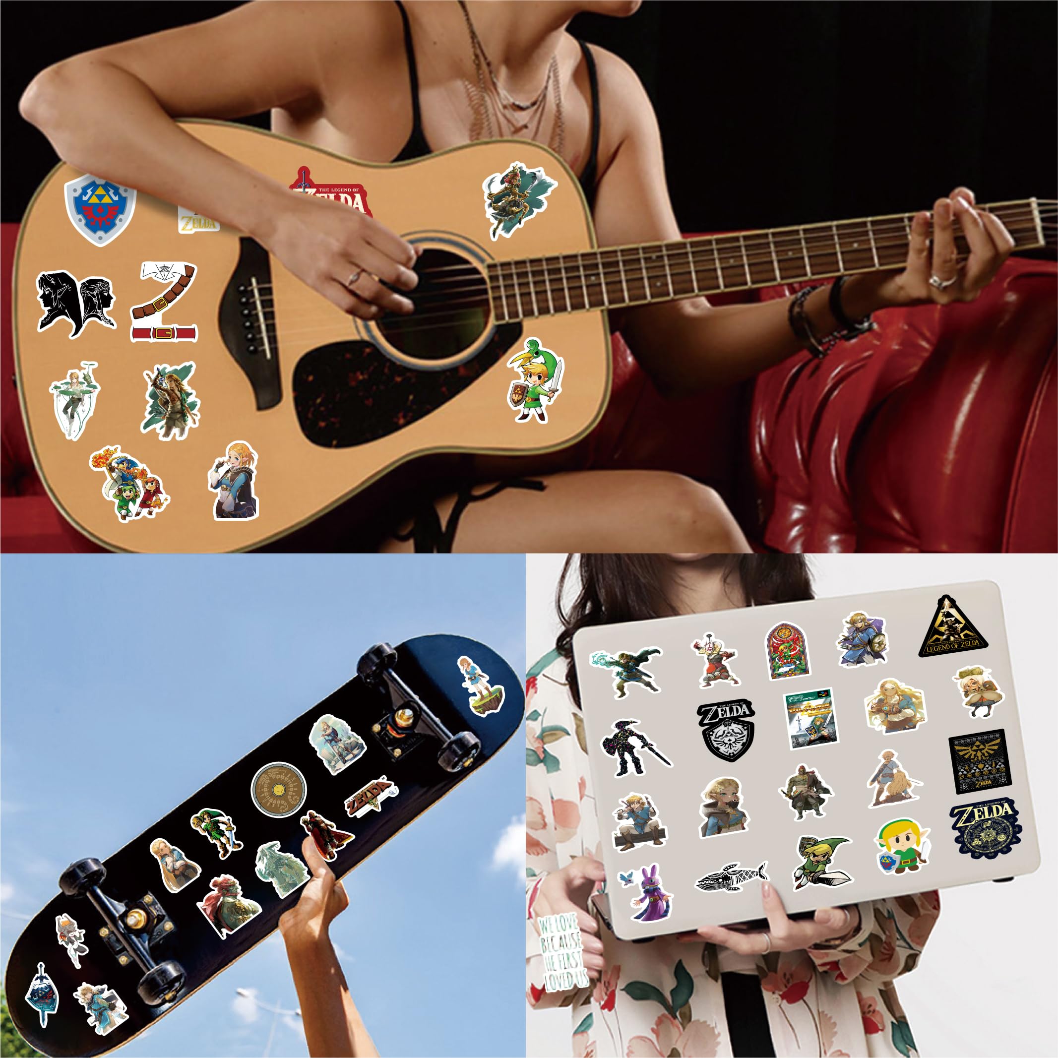 Bonitzdm 100Pcs The Legend of Zelda Game Stickers, Vinyl Waterproof Stickers for Laptop,Bumper,Skateboard,Water Bottles,Computer,Phone, Cool Stuff for Teens, Kids, Adults