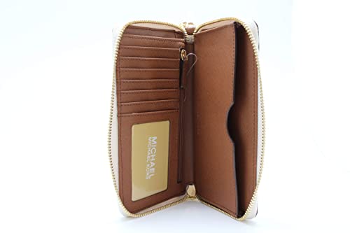 Michael Kors Jet Set Travel Large Flat Multifunction Phone Case Wristlet (Vanilla/Dark Acorn)