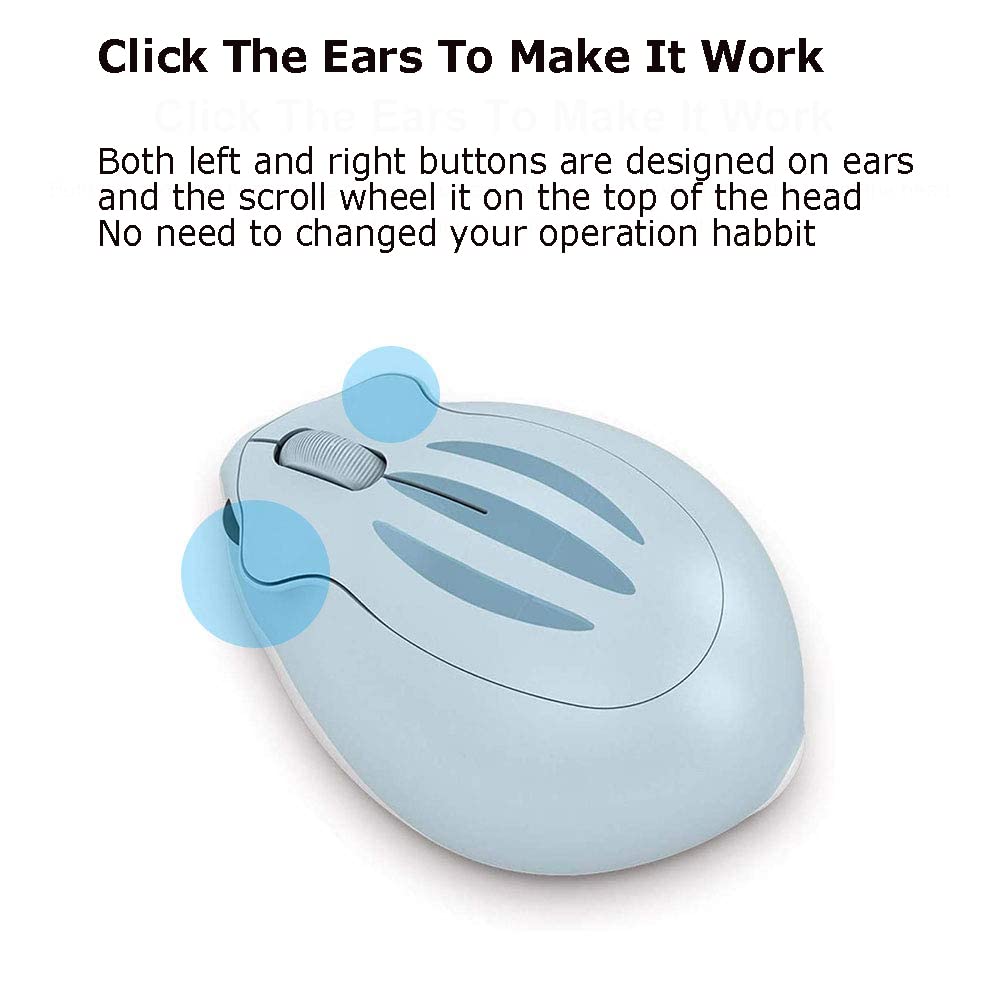 2.4GHz Wireless Mouse Cute Hamster Shape Less Noice Portable Mobile Optical 1200DPI USB Mice Cordless Mouse for PC Laptop Computer Notebook MacBook Kids Girl Men Women Mom Dad Gift (Blue)