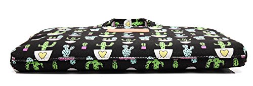 DACHEE Black Cactus Patten Canvas Laptop Shoulder Messenger Bag Case Sleeve for 14 Inch 15 Inch Laptop 15 Case Laptop Briefcase 15.6 Inch