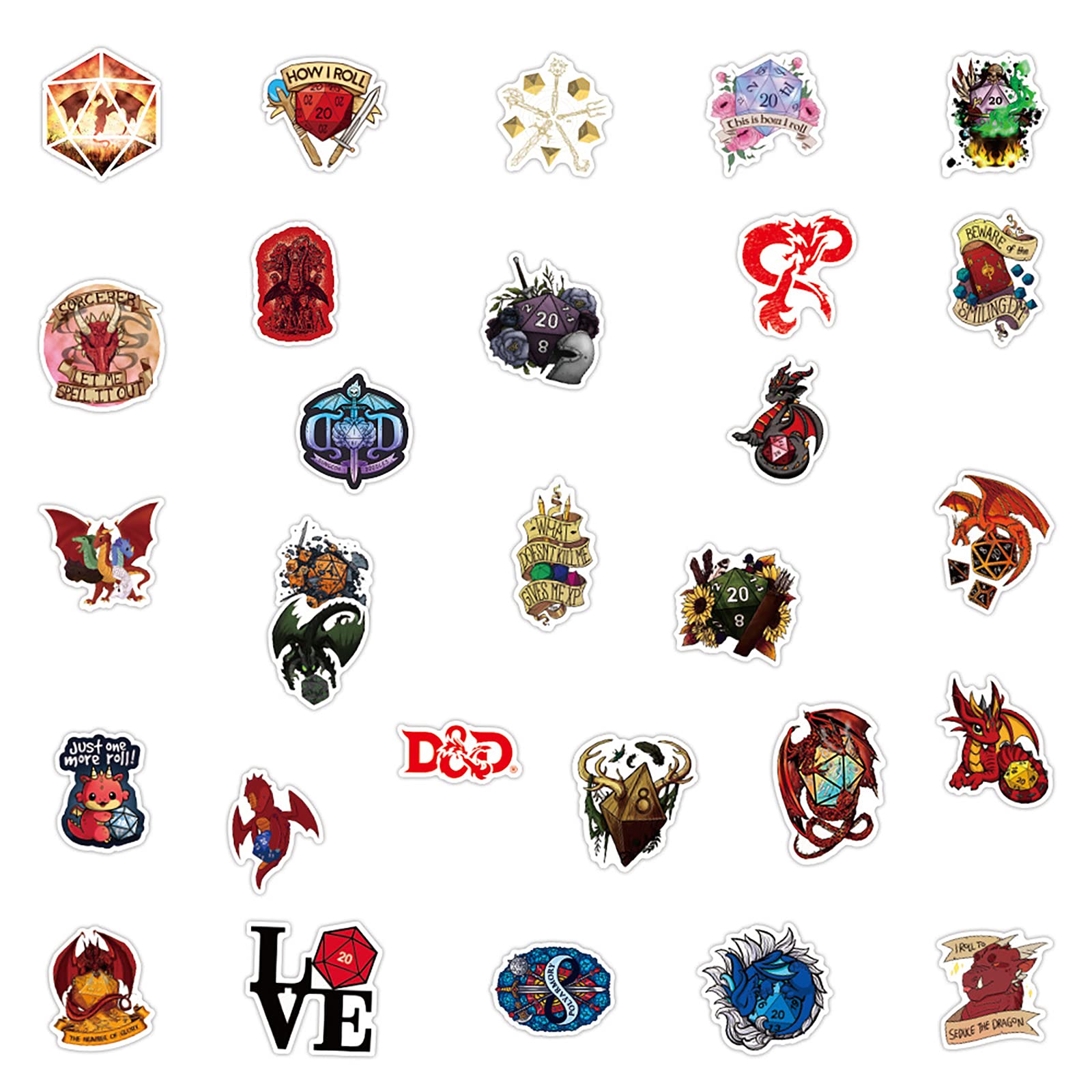 50pcs Dungeons and Dragons Stickers Aesthetic Vinyl Stickers for Teen Laptop,Cool Classic Trendy Game D&D Waterproof Stickers for Water Bottle Skateboard Bumper Computer Phone