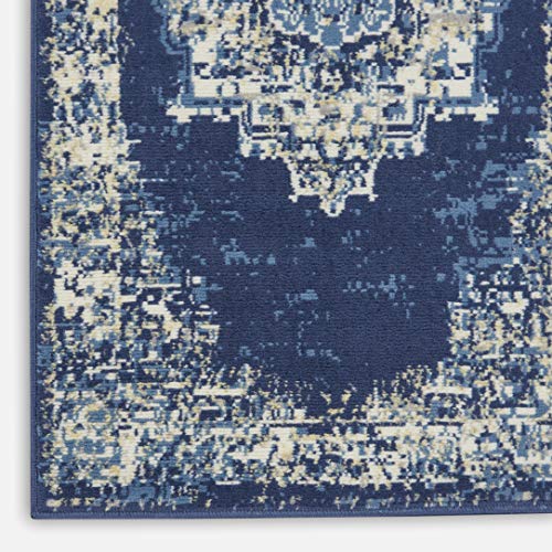 Nourison Grafix Persian Navy Blue 2'3" x 10' Area -Rug, Easy -Cleaning, Non Shedding, Bed Room, Living Room, Dining Room, Kitchen (2x10)