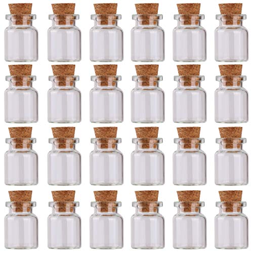 MaxMau 24 Sets of 5ml Small Glass Bottles with Cork Stopper Tiny Clear Vials Storage Container for Art Crafts Projects Decoration Party Supplies