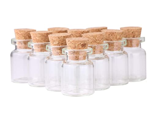 MaxMau 24 Sets of 5ml Small Glass Bottles with Cork Stopper Tiny Clear Vials Storage Container for Art Crafts Projects Decoration Party Supplies