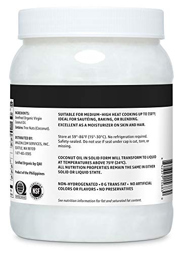 Amazon Brand - Happy Belly Unrefined Organic Virgin Coconut Oil, 54 fl oz (Pack of 1) (Previously Solimo)