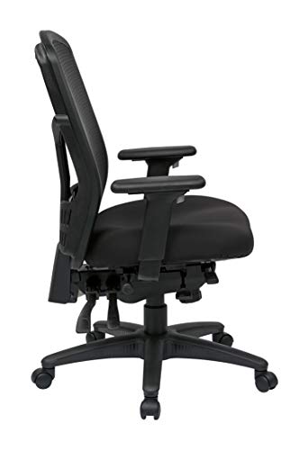 Office Star ProGrid Breathable Mesh Manager's Office Chair with Adjustable Seat Height, Multi-Function Tilt Control and Seat Slider, High Back, Coal FreeFlex Fabric