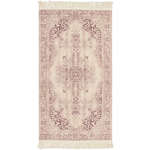 French Connection Montana Vegetable Dyed Cotton, 3 x 5 ft Accent Rug, 3 ft ft, Blush