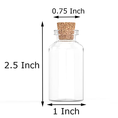 Axe Sickle 20 mL Cork Stopper Glass Bottles Mini Transparent Glass Bottles 36 Pcs.