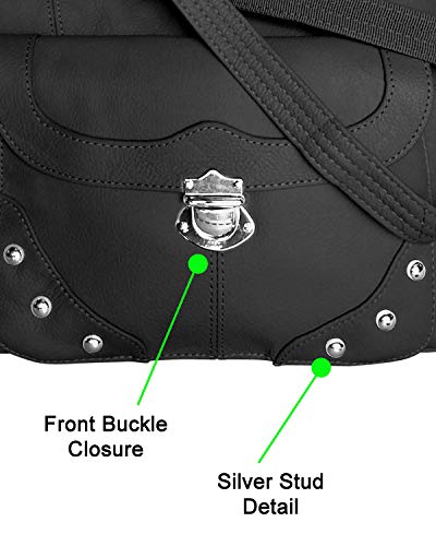Roma Leathers Concealment Purse - Premium Cowhide Leather - Black - Studded - Dual Gun Entry - Adjustable Shoulder Strap - Designed in USA - 30 Day Manufacture Guarantee