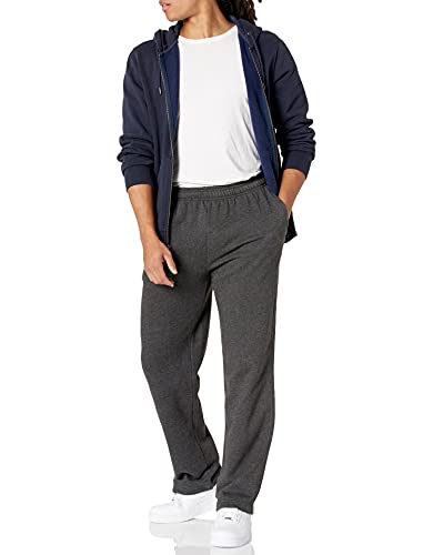 Amazon Essentials Men's Fleece Open Bottom Sweatpant (Available in Big & Tall), Charcoal Heather, Large