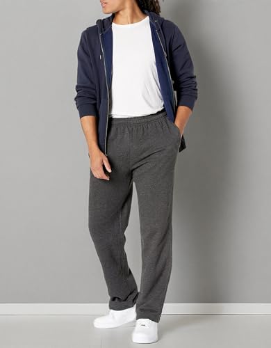 Amazon Essentials Men's Fleece Open Bottom Sweatpant (Available in Big & Tall), Charcoal Heather, Large