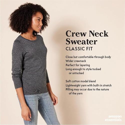 Amazon Essentials Women's Long-Sleeve Lightweight Crewneck Sweater (Available in Plus Size), Black, X-Large