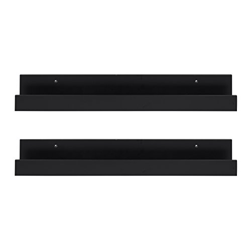 Kate and Laurel Levie 24 inch 2-Pack Wood Floating Wall Shelf Picture Frame Holder Ledge, Black