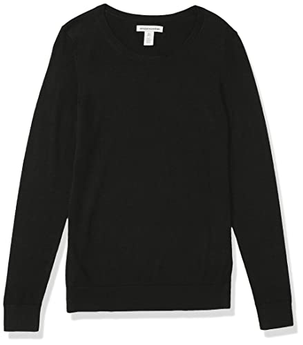 Amazon Essentials Women's Long-Sleeve Lightweight Crewneck Sweater (Available in Plus Size), Black, X-Large