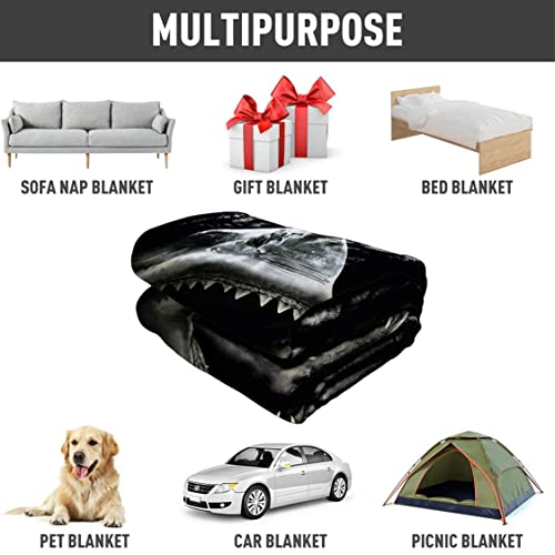 HommomH 60" x 80" Blanket Comfort Warmth Soft Cozy Air Conditioning Easy Care Machine Wash Shark Black