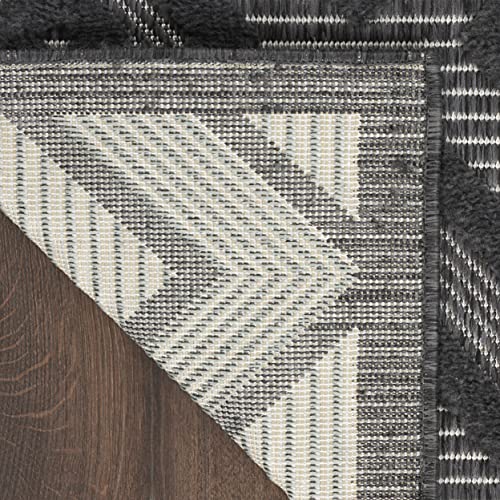 Nourison Versatile Indoor/Outdoor Charcoal/Black 7' x 10' Area-Rug, Easy-Cleaning, Non Shedding, Bed Room, Living Room, Dining Room, Kitchen (7x10)