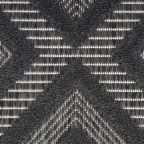 Nourison Versatile Indoor/Outdoor Charcoal/Black 7' x 10' Area-Rug, Easy-Cleaning, Non Shedding, Bed Room, Living Room, Dining Room, Kitchen (7x10)