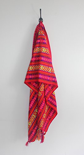 Del Mex Mexican Rebozo Shawl Blanket Doula (Regular (6 ft x 2.5 ft), Red)