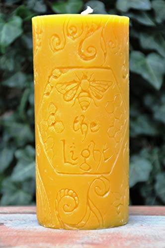 BeeTheLight Beeswax Pillar Candle - 100% Pure Bees Wax - Choose Your Size and Color - Up to 72 Hour Burn - 2.7"x5.4" - Fits 3x6 Holder - Unscented - Natural Honey Scent (Natural Yellow, Large)