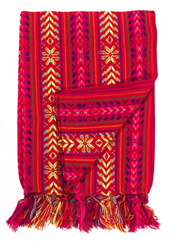 Del Mex Mexican Rebozo Shawl Blanket Doula (Regular (6 ft x 2.5 ft), Red)