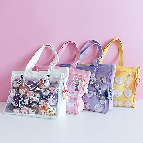 Ita Tote Bag Clear Window for Pins Ita Shoulder Bag Handbag Anime School Bag DIY, Cosplay, Comic Con, Black