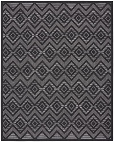 Nourison Versatile Indoor/Outdoor Charcoal/Black 7' x 10' Area-Rug, Easy-Cleaning, Non Shedding, Bed Room, Living Room, Dining Room, Kitchen (7x10)