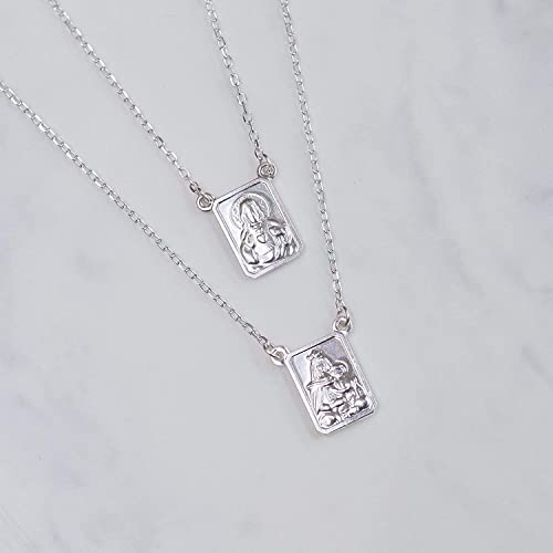 Roman Infinity Holy Scapular Sterling Silver Necklace 26 Inches Long