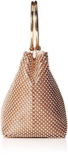 Jessica McClintock womens Jessica Mcclintock Gwen Ball Mesh Ring Wristlet Pouch Clutch Evening Bag, Rose Gold, One Size US