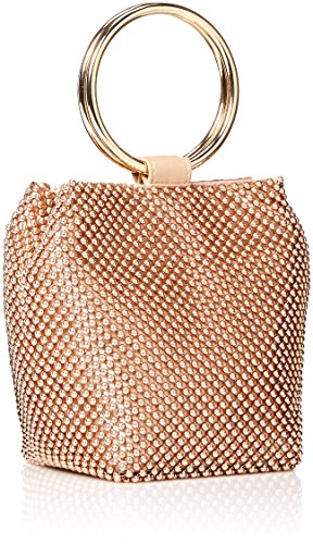 Jessica McClintock womens Jessica Mcclintock Gwen Ball Mesh Ring Wristlet Pouch Clutch Evening Bag, Rose Gold, One Size US