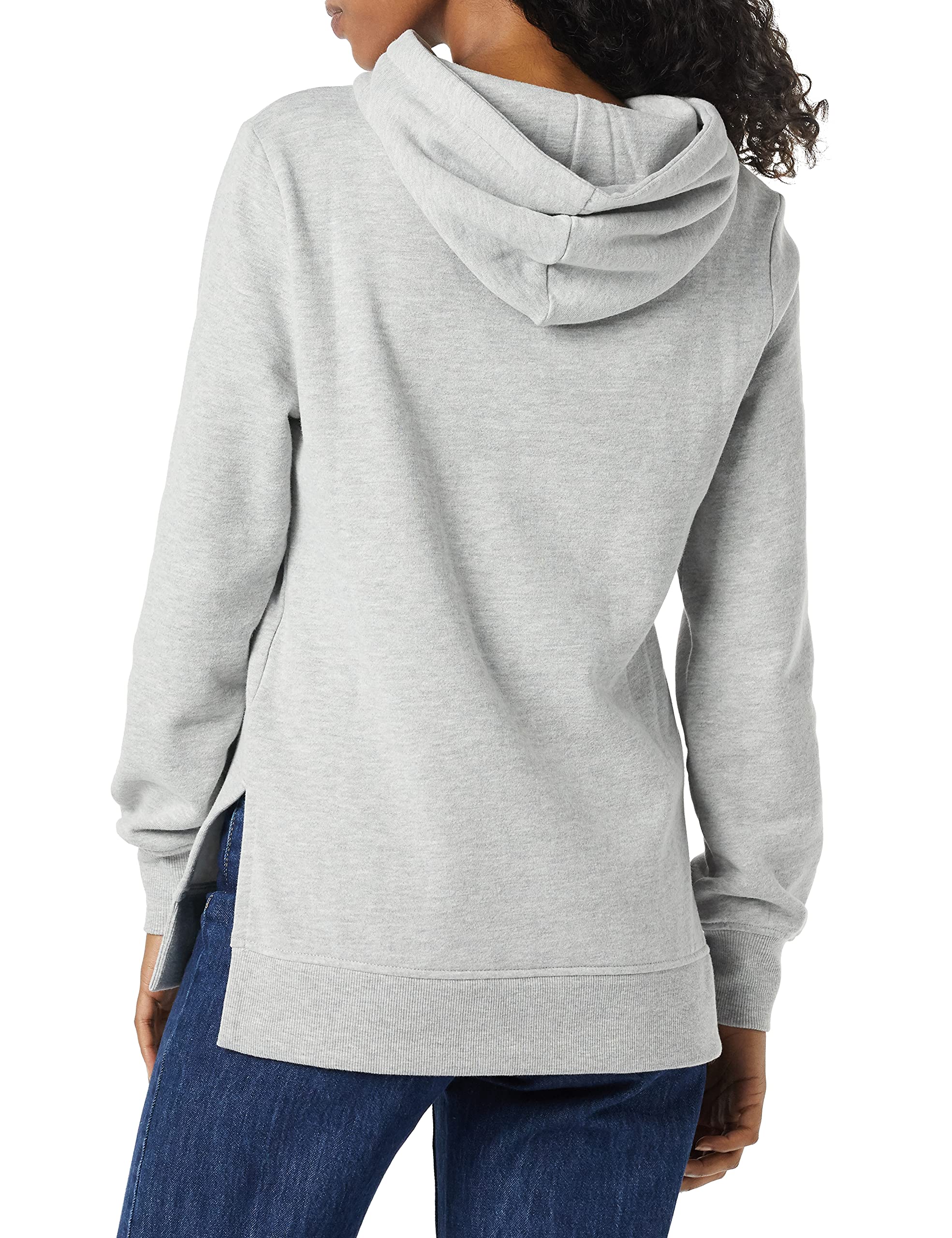 Amazon Essentials Women's Fleece Hooded Tunic Sweatshirt, Grey Heather, Medium