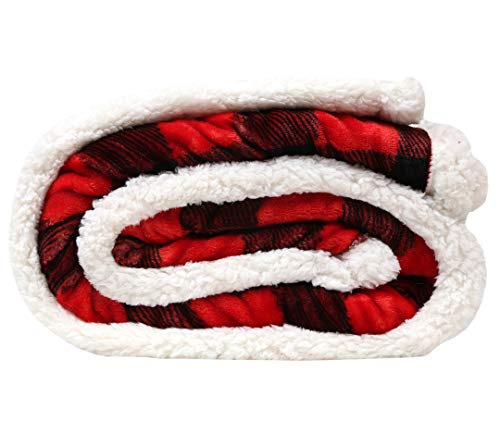 Carstens, Inc Lumberjack Red Plaid Plush Throw Blanket, 54" x 68"