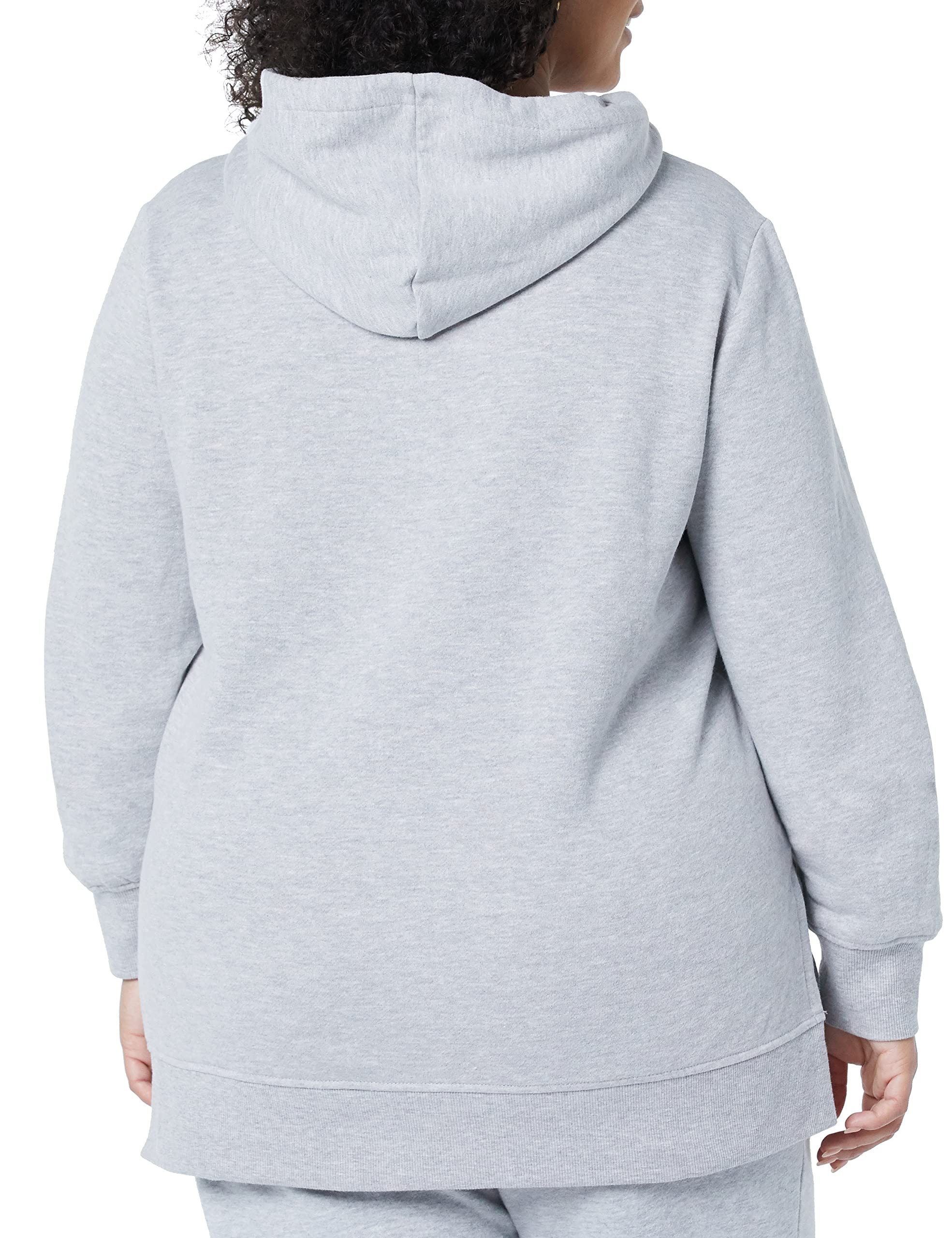 Amazon Essentials Women's Fleece Hooded Tunic Sweatshirt, Grey Heather, Medium