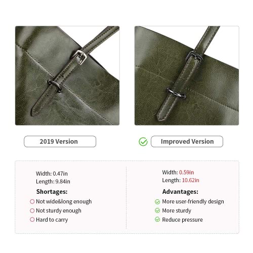 Kattee Vintage Genuine Leather Tote Shoulder Bag for Women Satchel Handbag with Top Handles (1-Green)