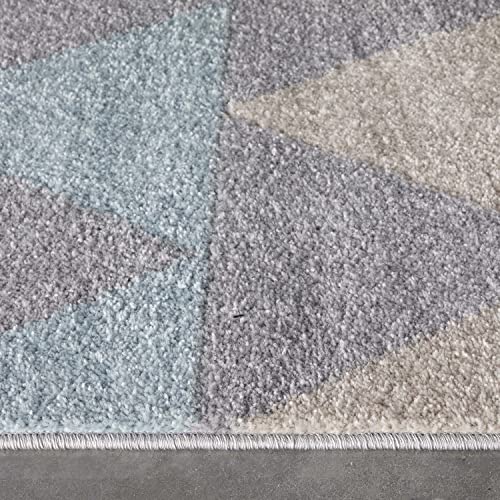 Well Woven Mystic Nova Grey Modern Geometric 5'3" x 7'3" Distressed Area Rug, 5 ft 3 in x 7 ft 3
