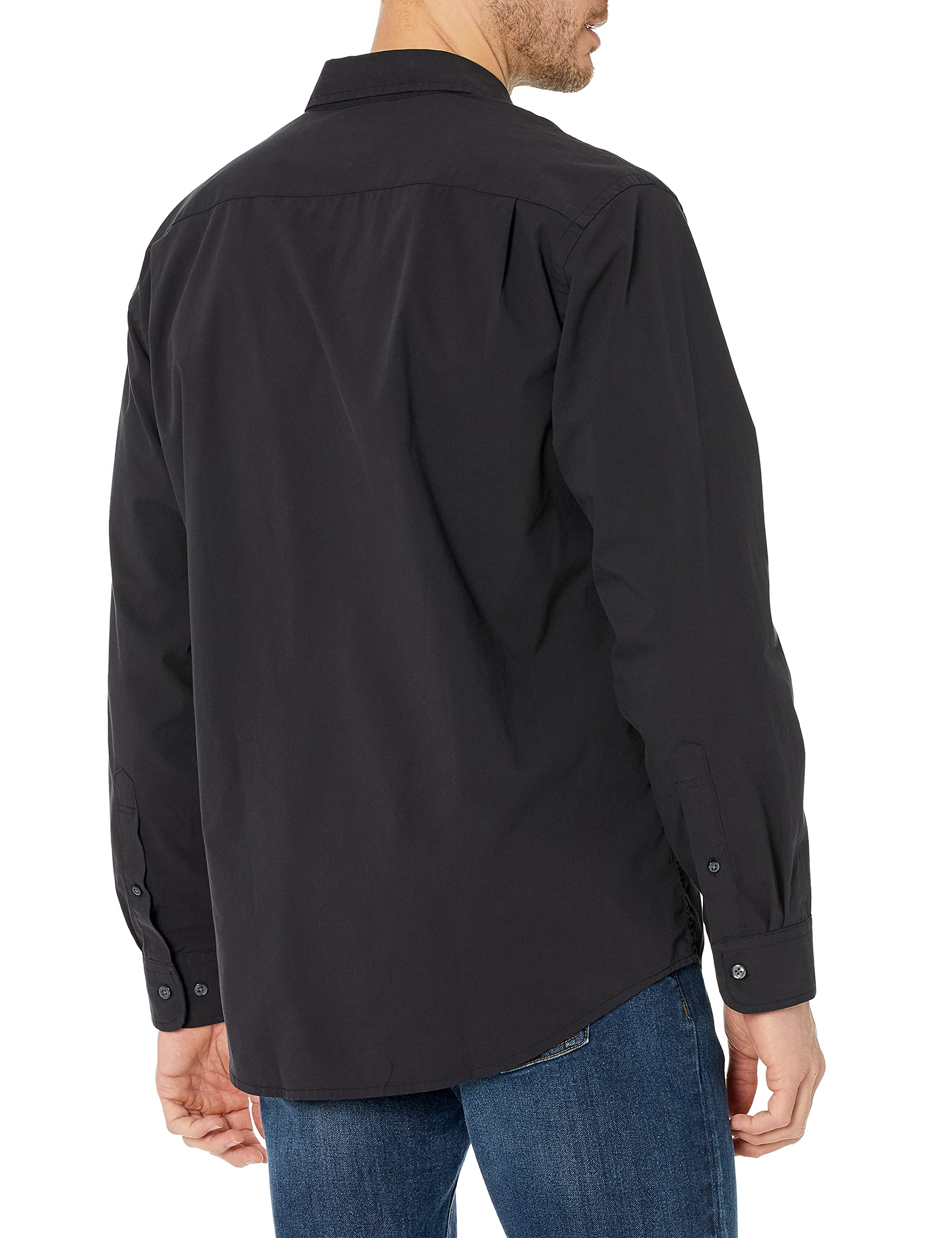 Amazon Essentials Men's Regular-Fit Long-Sleeve Casual Poplin Shirt, Black, XX-Large