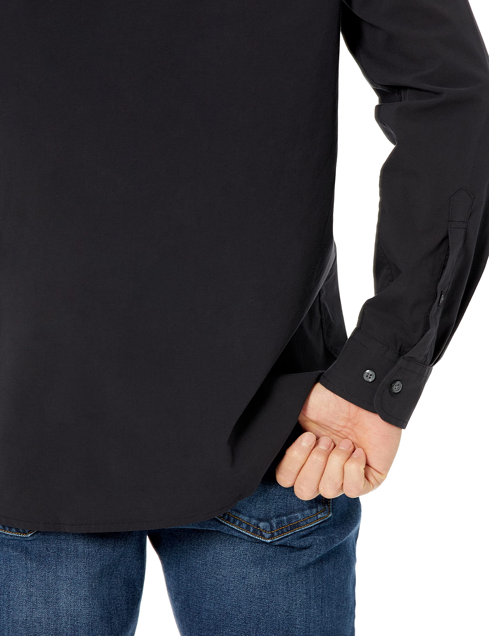 Amazon Essentials Men's Regular-Fit Long-Sleeve Casual Poplin Shirt, Black, XX-Large