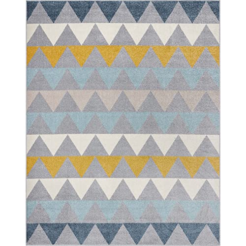 Well Woven Mystic Nova Grey Modern Geometric 5'3" x 7'3" Distressed Area Rug, 5 ft 3 in x 7 ft 3