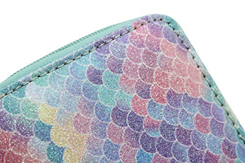 Orityle Women Small Short Wallets Mermaid Scale Coin Purse Credit Card Holder with Zipper for Teen Girls, B, One Size