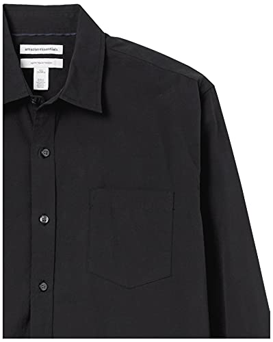 Amazon Essentials Men's Regular-Fit Long-Sleeve Casual Poplin Shirt, Black, XX-Large