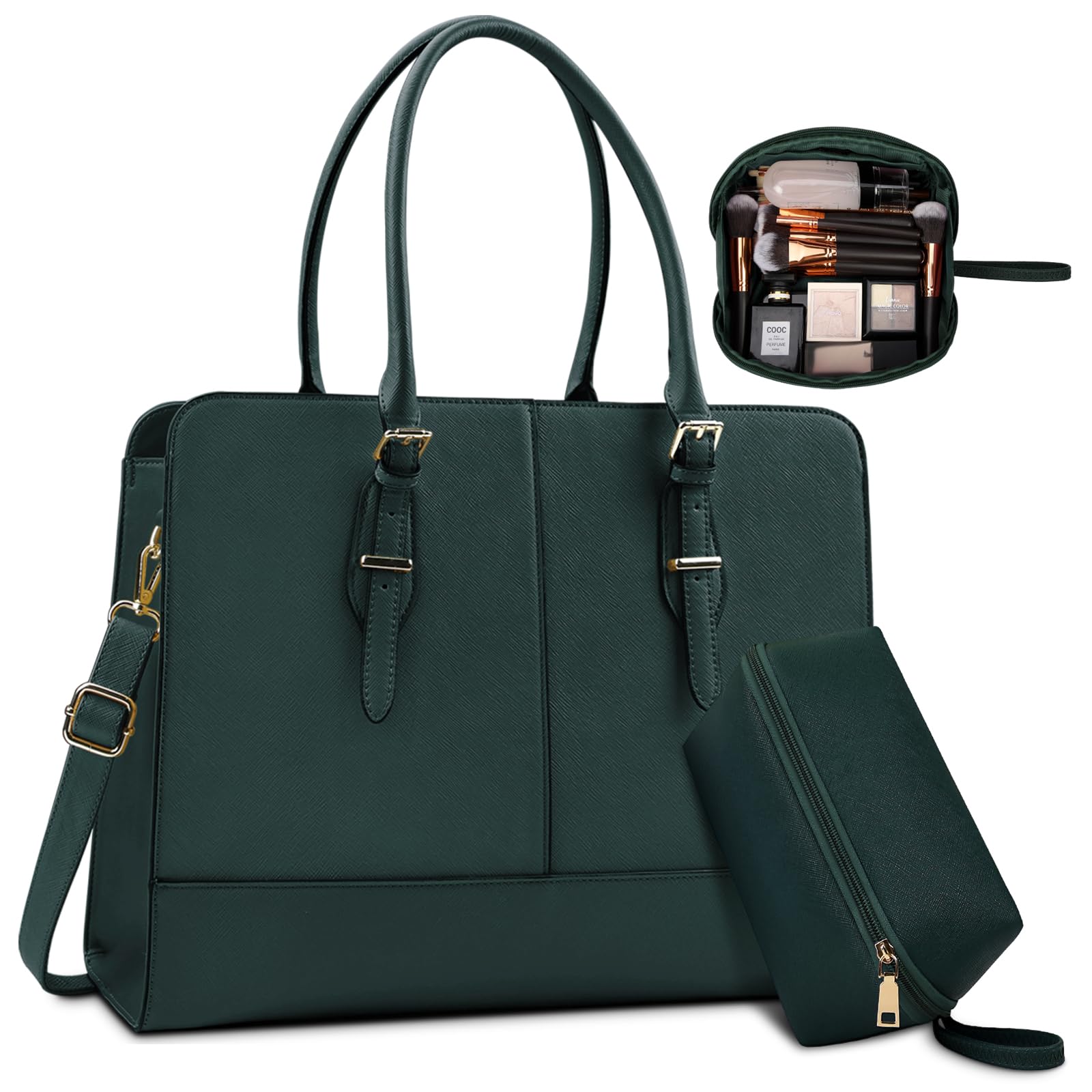 Laptop Bag for Women Leather Work Tote 15.6 Inch Laptop for Computer Bag Waterproof Business Office Professional Large Capacity Handbag Shoulder Bag