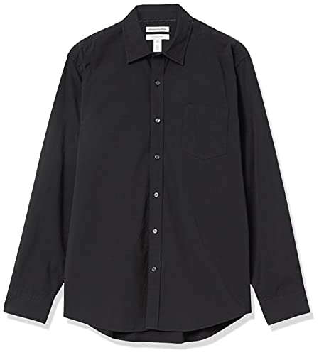 Amazon Essentials Men's Regular-Fit Long-Sleeve Casual Poplin Shirt, Black, XX-Large