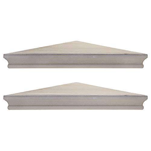 American Art Decor Rustic Wood Floating Corner Shelves - Grey - Set of 2
