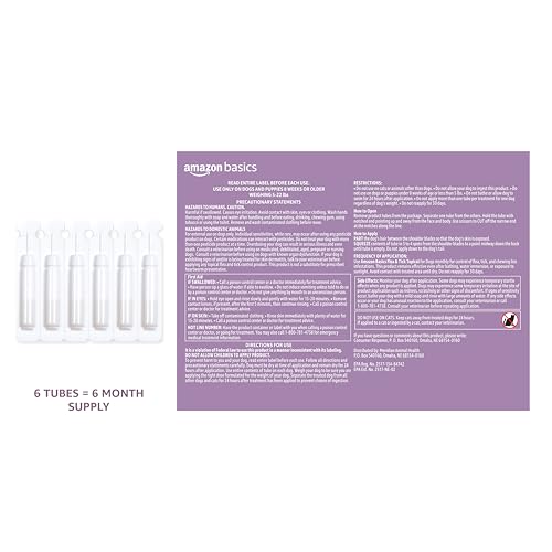 Amazon Brand - Solimo for Dogs Large Dog (45-88 pounds) Flea and Tick Treatment, 6 Doses