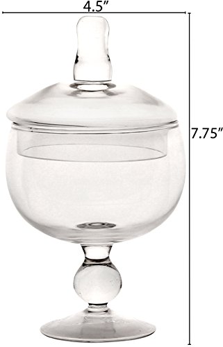 Mantello Apothecary Jars with Lids- Decorative Glass Candy Bar Containers (Clear, Small, Set of 3)