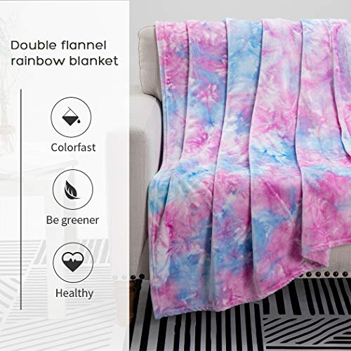 COCOPLAY W Colorful Throw Blanket, Rainbow Throw Blanket Super Soft Fuzzy Light Weight Luxurious Cozy Warm Microfiber Blanket for Bed Couch Living Room (Purple Rainbow, Throw (50"x60"))